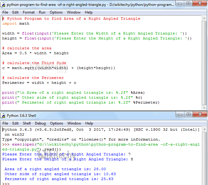 python tutorial - Python Program to find Area of a Right Angled ...